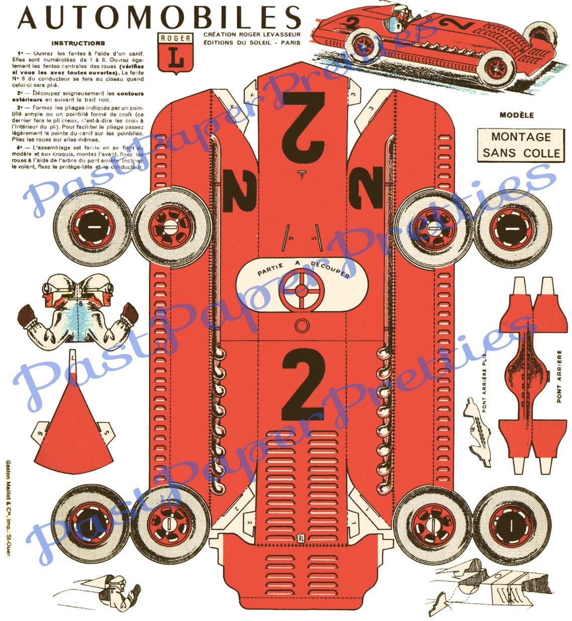 Vintage Paper Racing Cars Printable Papercraft Toy Models PDF - Etsy