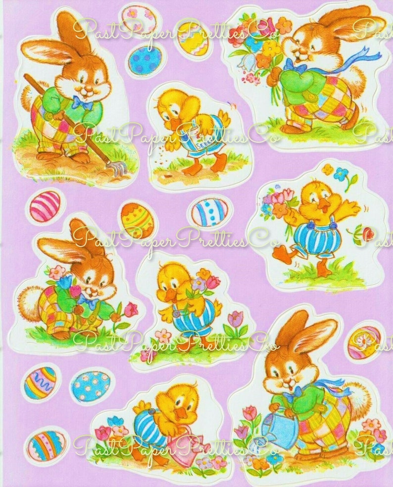 Vintage Printable Springtime Easter Sticker Sheets PDF Instant Digital ...