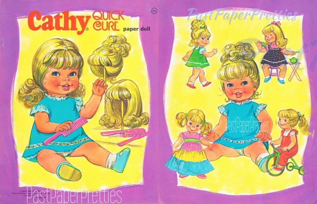 Vintage Paper Dolls Cathy Quick Curl Doll C. 1975 Printable PDF Instant ...
