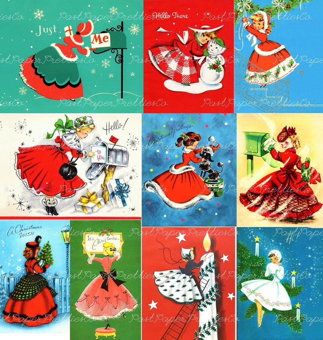 Vintage Printable Christmas Ladies Side Profiles Collage Sheets & 20 ...