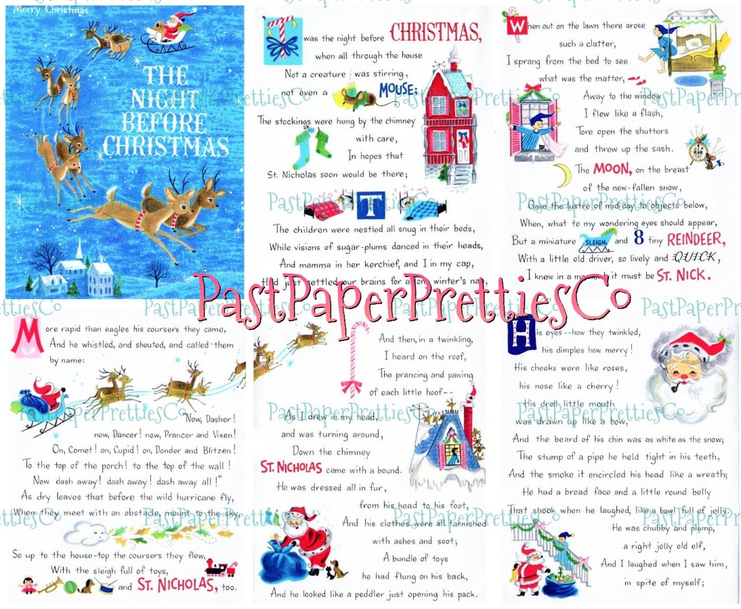 Vintage Printable the Night Before Christmas Picture Story Book Card ...