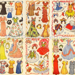 Vintage Paper Dolls Festival Beauty Pageant Queens C. 1944 Printable PDF Instant Digital ...