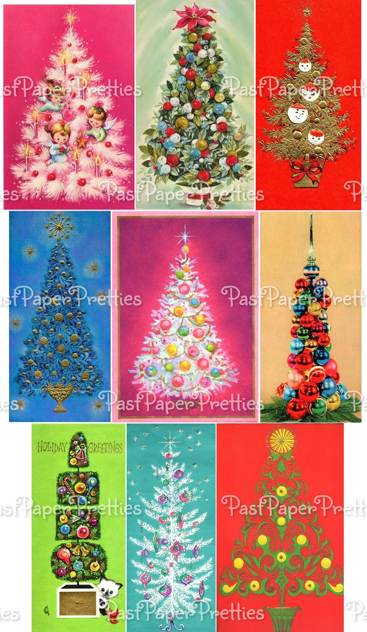 Vintage Printable Fabulous Retro Christmas Tree Collage Sheets - Etsy