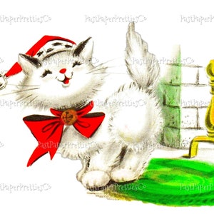 Vintage Printable Christmas Cats in Hats Card Collage Sheets and Full ...