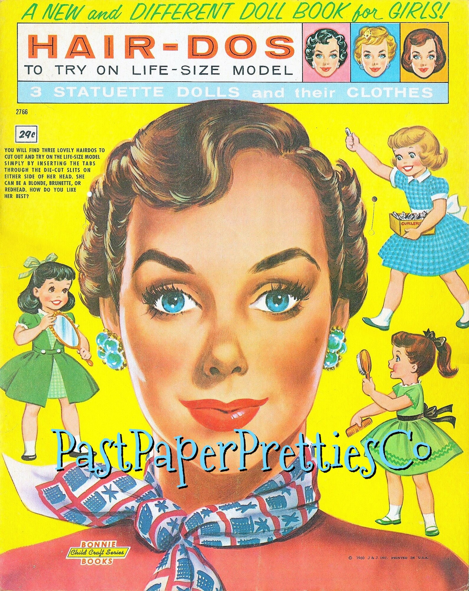 Vintage Paper Dolls Hair-dos to Try on Life-size Model 1960 Printable ...