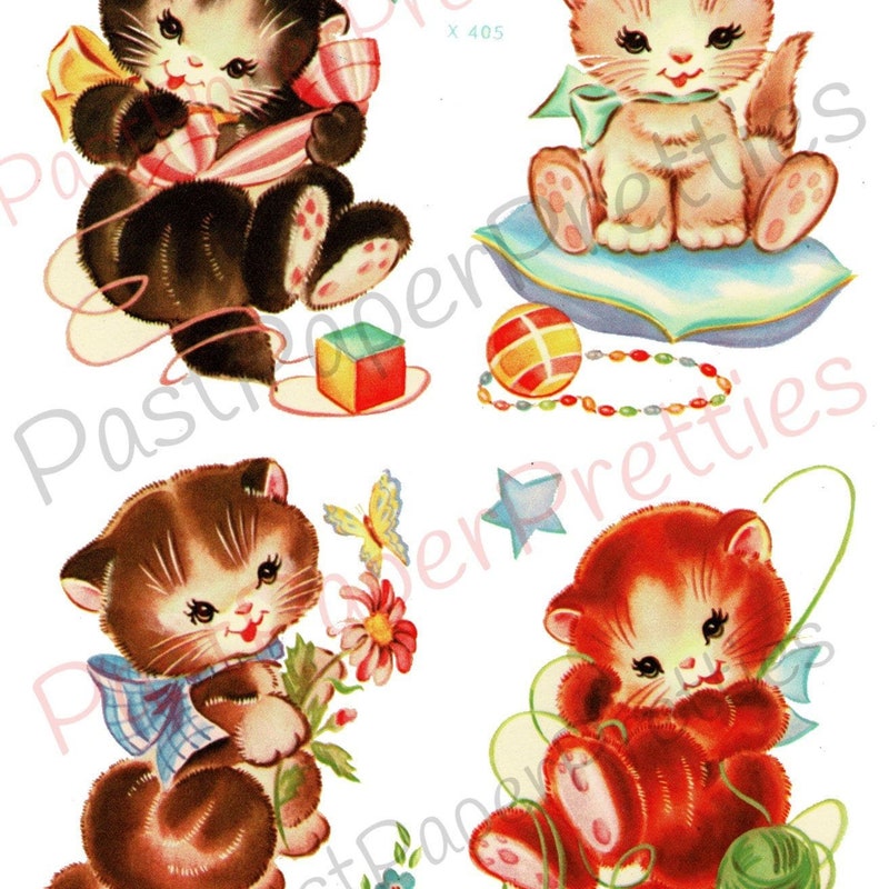 Vintage Nursery Kittens - Etsy