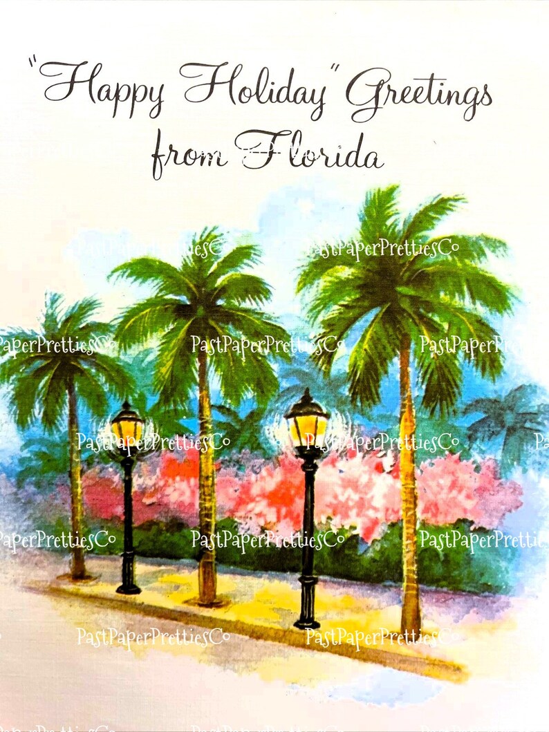 Vintage Printable Florida Christmas Card Images Tropical Holiday Santa ...