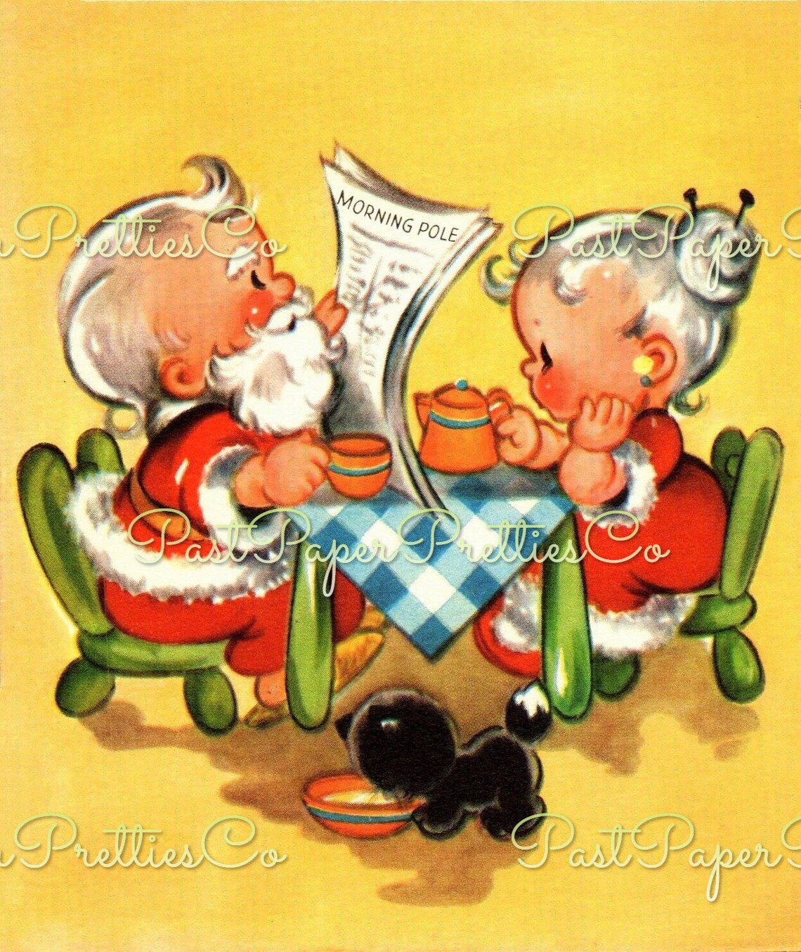 Vintage Printable Christmas Cards Mr and Mrs Santa Claus - Etsy
