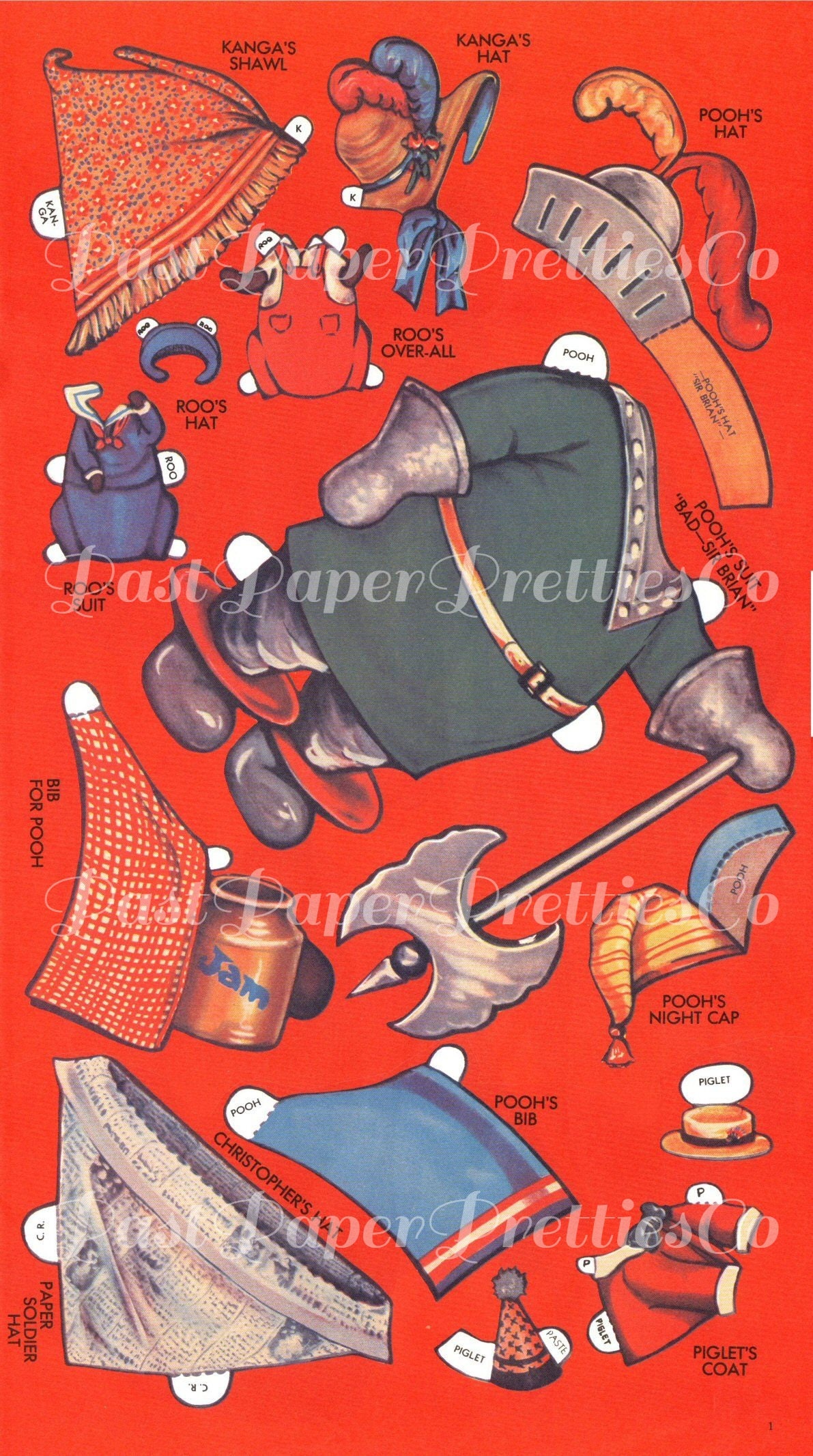 Vintage Paper Dolls Winnie the Pooh Christopher Robin Cut-out Dolls ...