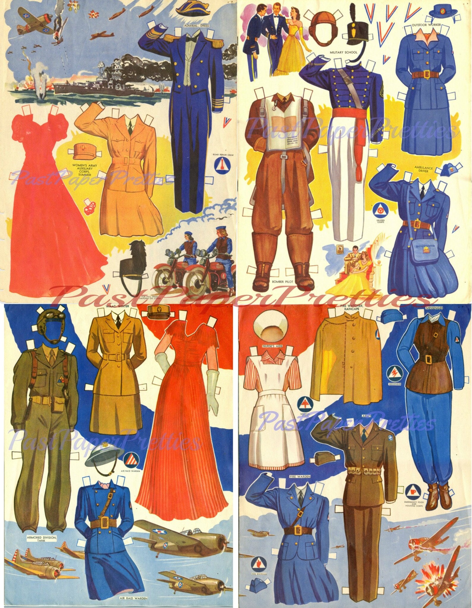 Vintage Paper Dolls Air Land and Sea WWII Air Force Army Navy Military ...
