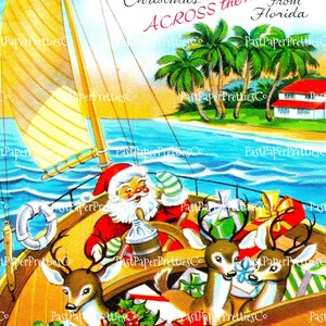Vintage Printable Florida Christmas Card Images Tropical Holiday Santa ...