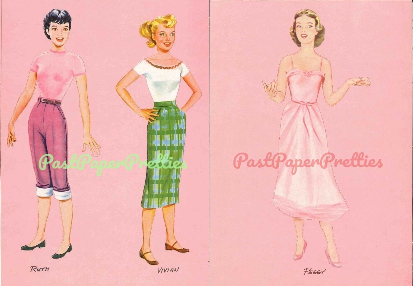Vintage Paper Dolls the Three Cheers High School Dolls C. 1957 - Etsy