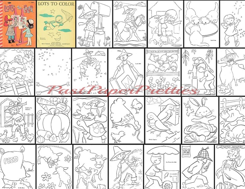 Vintage Coloring Pages Lots to Color Coloring Book C. 1963 - Etsy