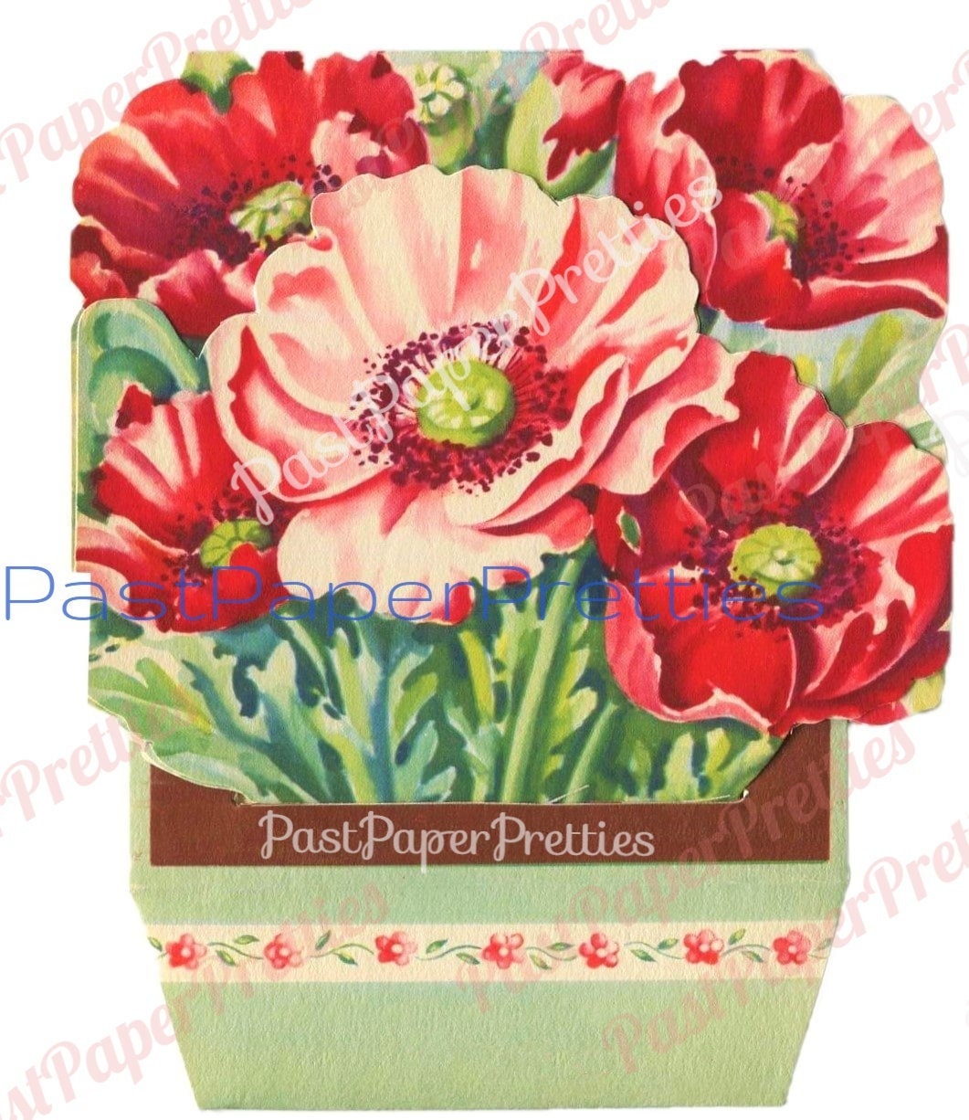 Vintage Printable Pretty Window Box Flower Pot Greeting Card Images C ...