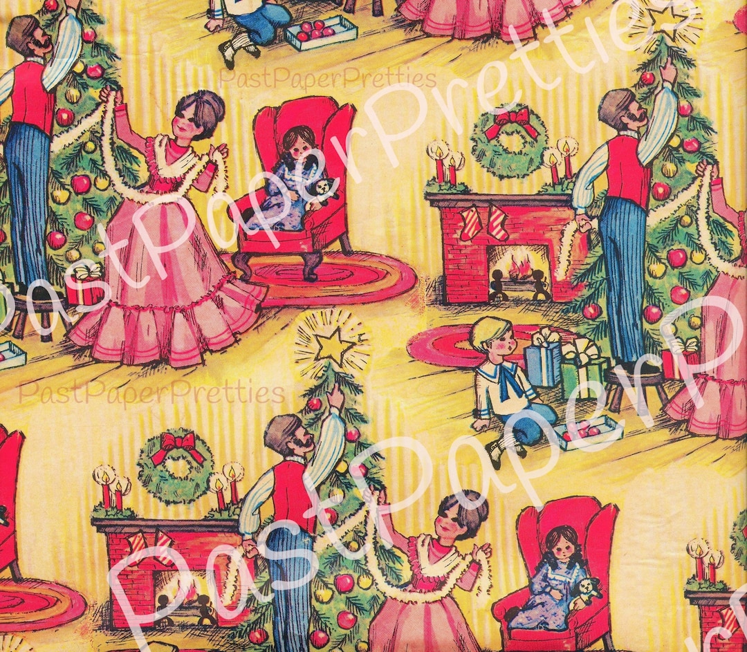 Vintage Printable Christmas Gift Wrap Old Fashioned Victorian Christmas ...