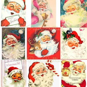 54 Vintage Printable Christmas Retro Santa Faces Heads Portraits ...