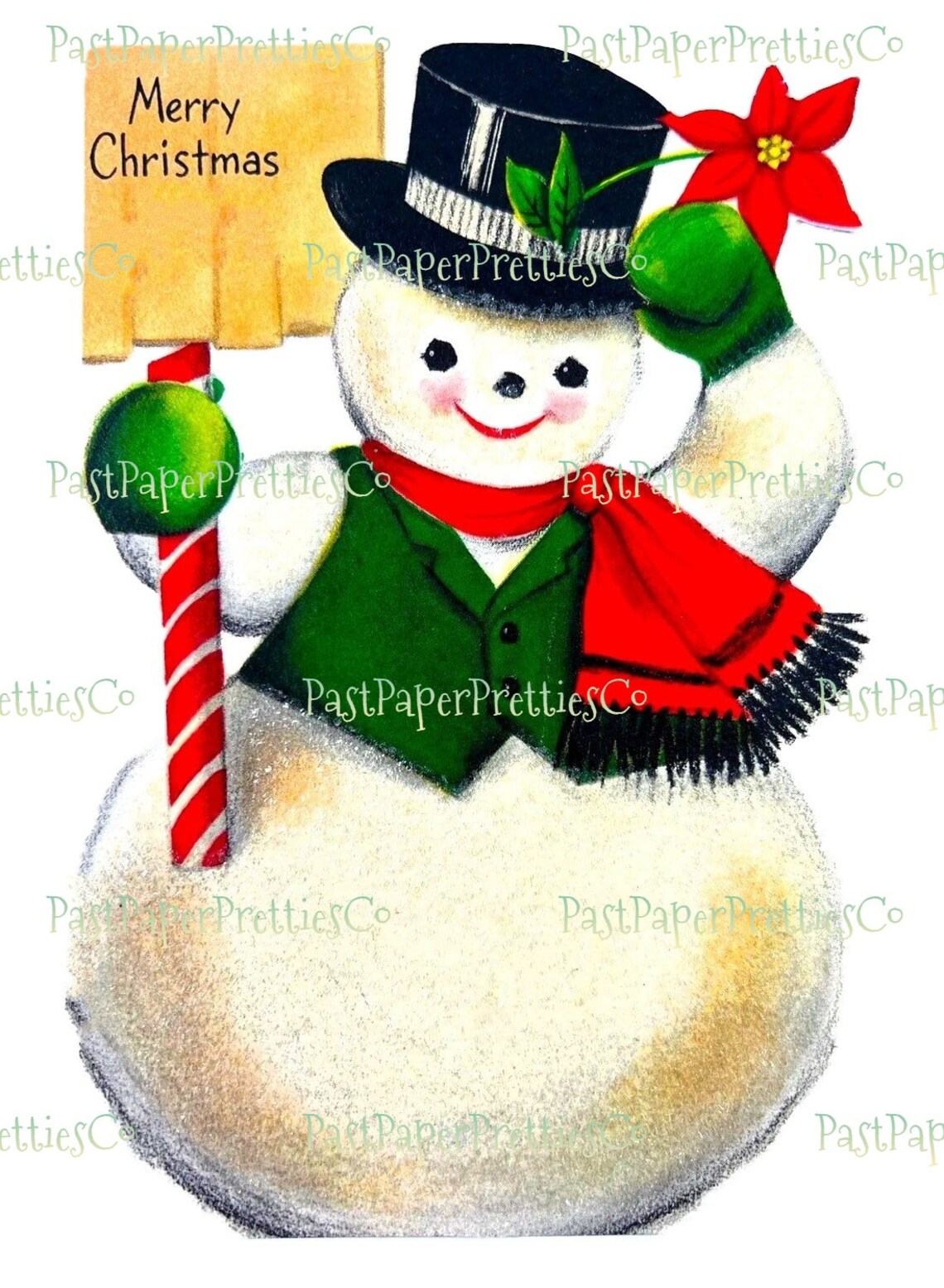Vintage Christmas Printable Frosty the Snowman Card Image Instant ...