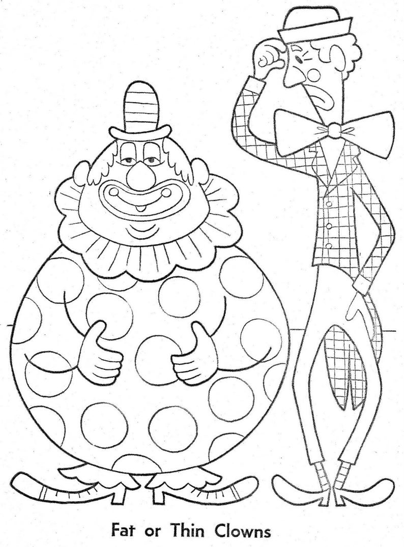 Vintage Printable Coloring Book Big Top Clowns to Color C. 1967 PDF ...