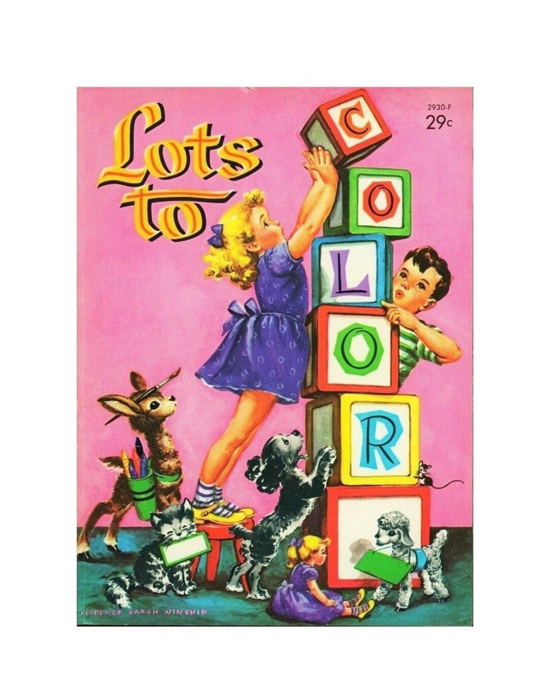 Vintage Coloring Pages Lots to Color Pink Coloring Book C. 1955 ...