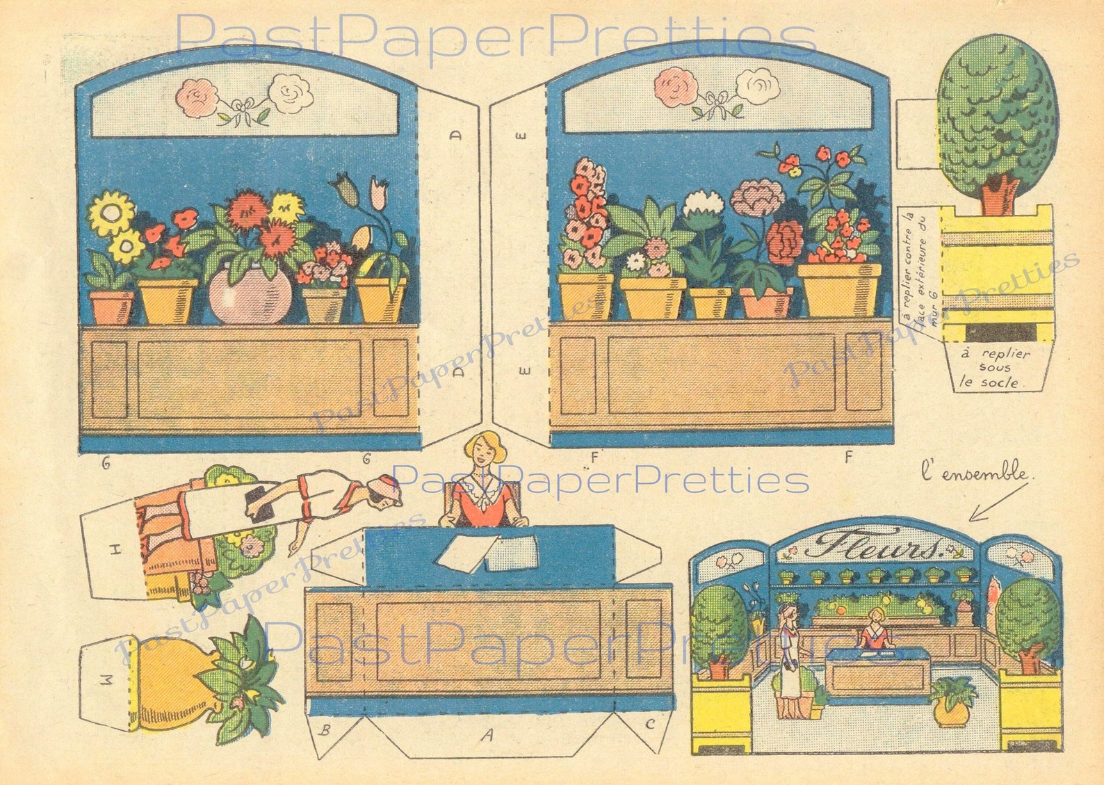 Vintage Flower Shop Scene Printable Paper Craft Cut Outs - Etsy