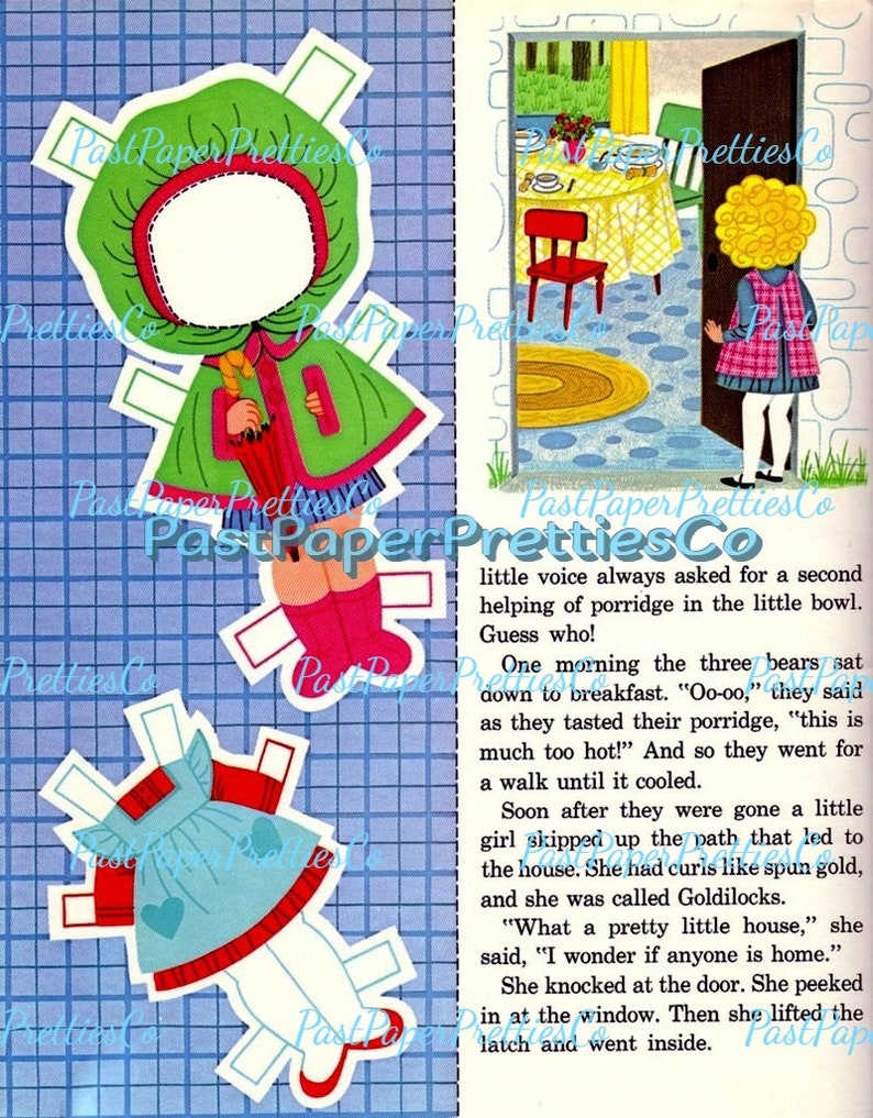 Vintage Printable Paper Dolls and Story to Read Goldilocks 1972 PDF ...