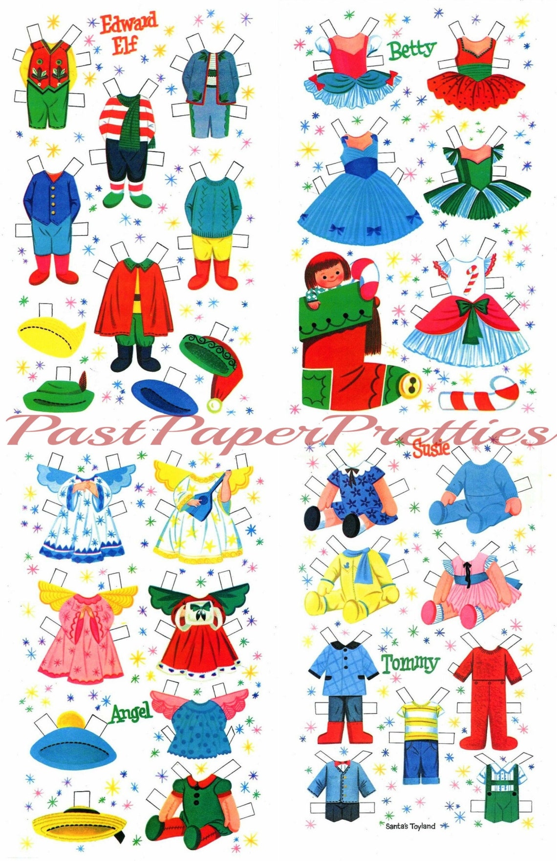 Vintage Printable Paper Dolls Santas Toyland Playbook Activity Book C ...