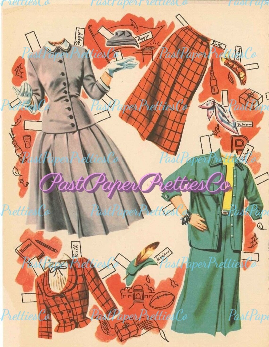 Vintage Paper Dolls the Three Cheers High School Dolls 1957 Printable ...