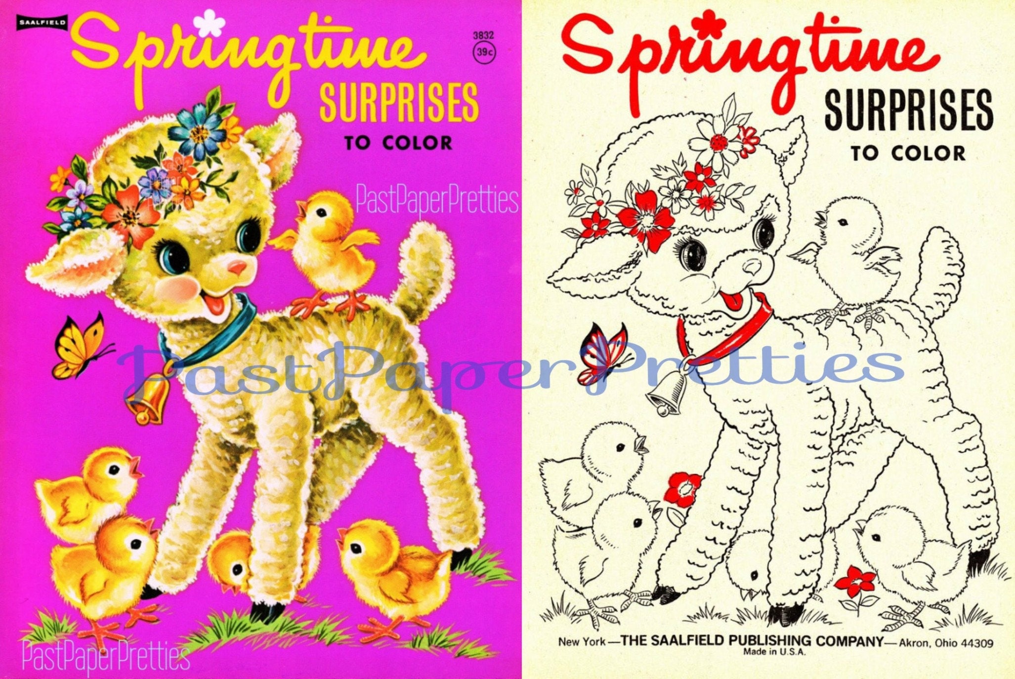 Vintage Printable Coloring Book Springtime Surprises - Etsy