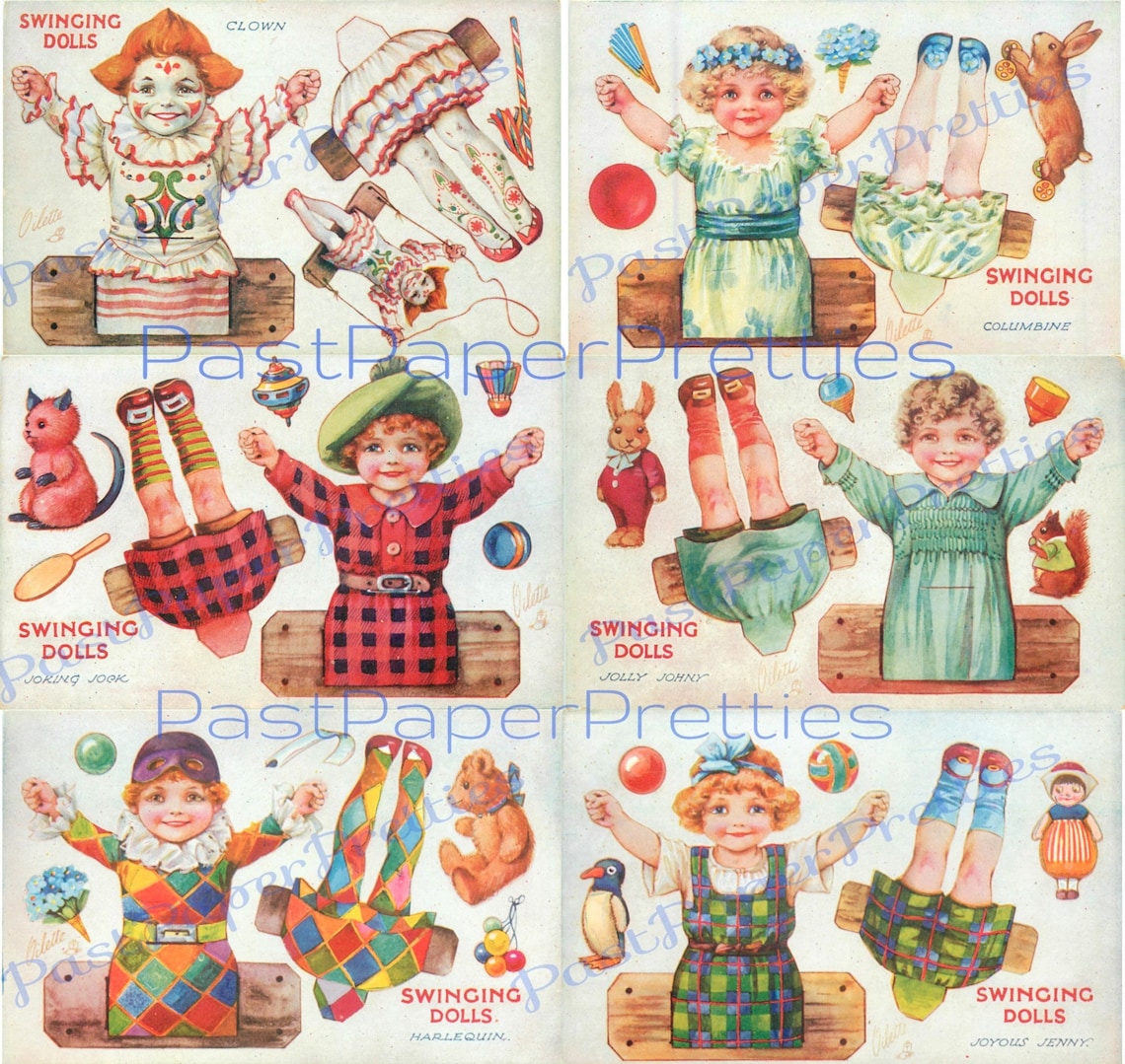 Vintage Printable Antique Swinging Paper Dolls Cute Children - Etsy