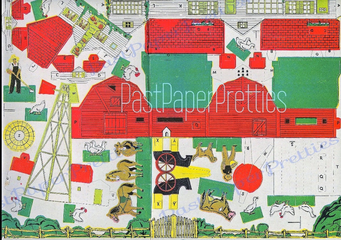 Vintage Printable Fun Farm Paper Craft Instant Digital - Etsy