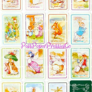 Vintage Retro Peter Rabbit Rummy Playing Card Images Collage Sheets ...