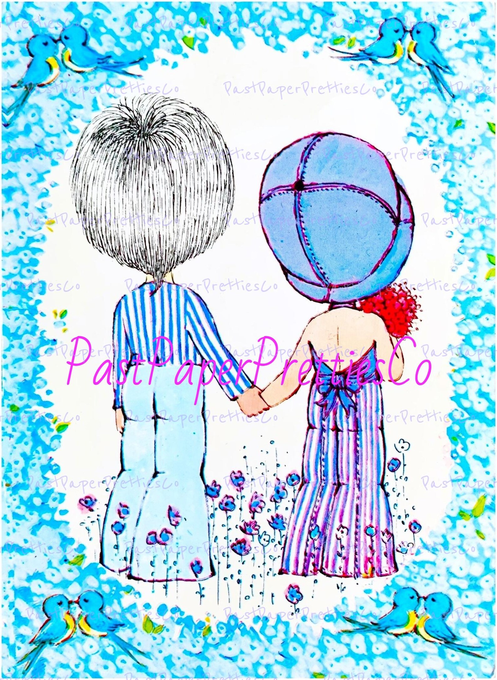 Vintage Printable Groovy Mod Couples 1970s Postcard Swap Card Images ...