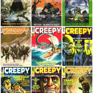 Vintage Retro Movie Monster Magazine Covers Collage Images Halloween ...