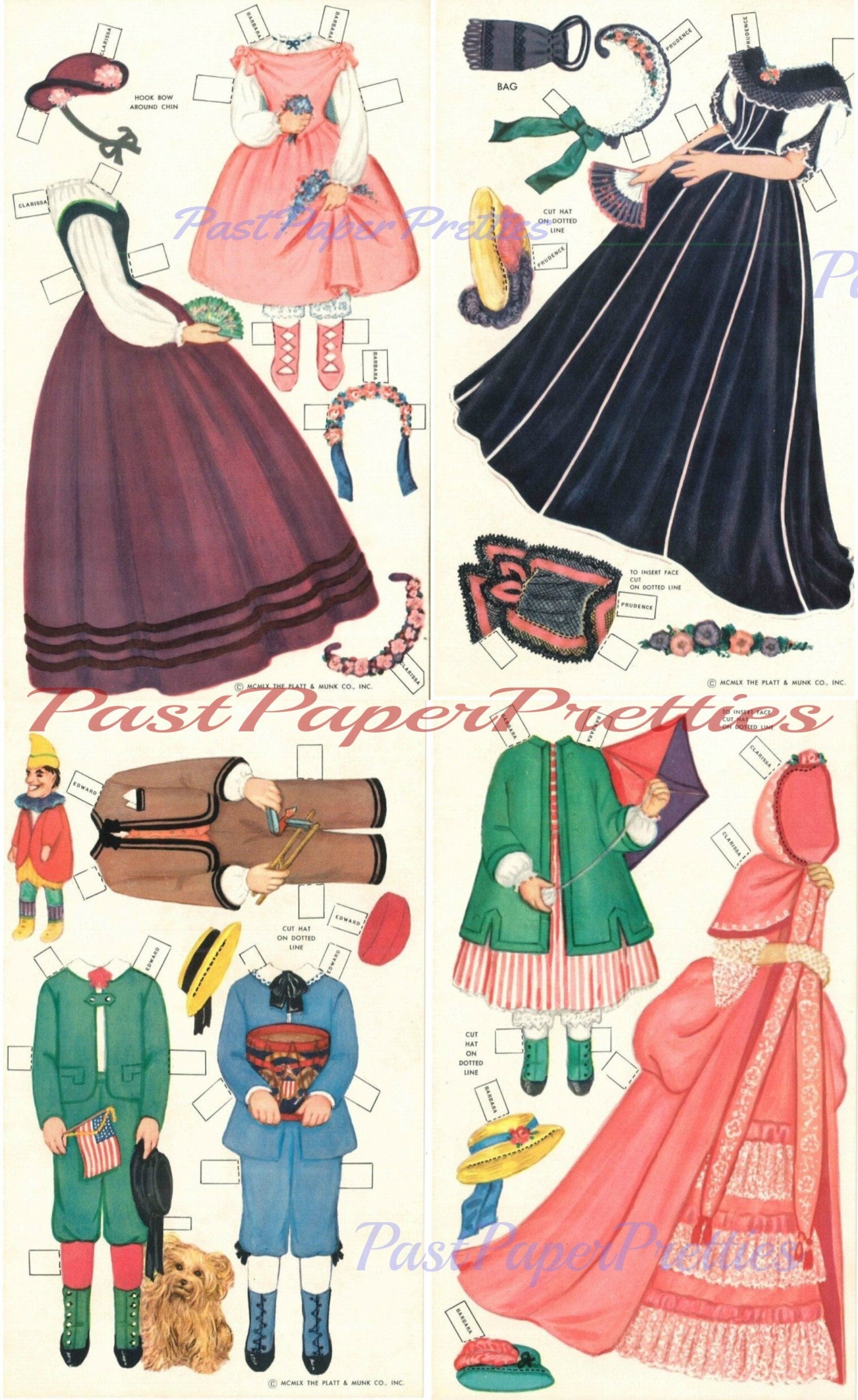 Vintage Paper Dolls Costume Dolls Belles of the Civil War Years 1962 ...