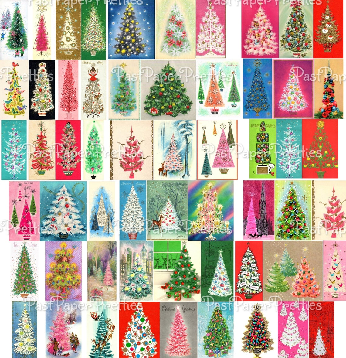 Vintage Printable Fabulous Retro Christmas Tree Collage Sheets - Etsy