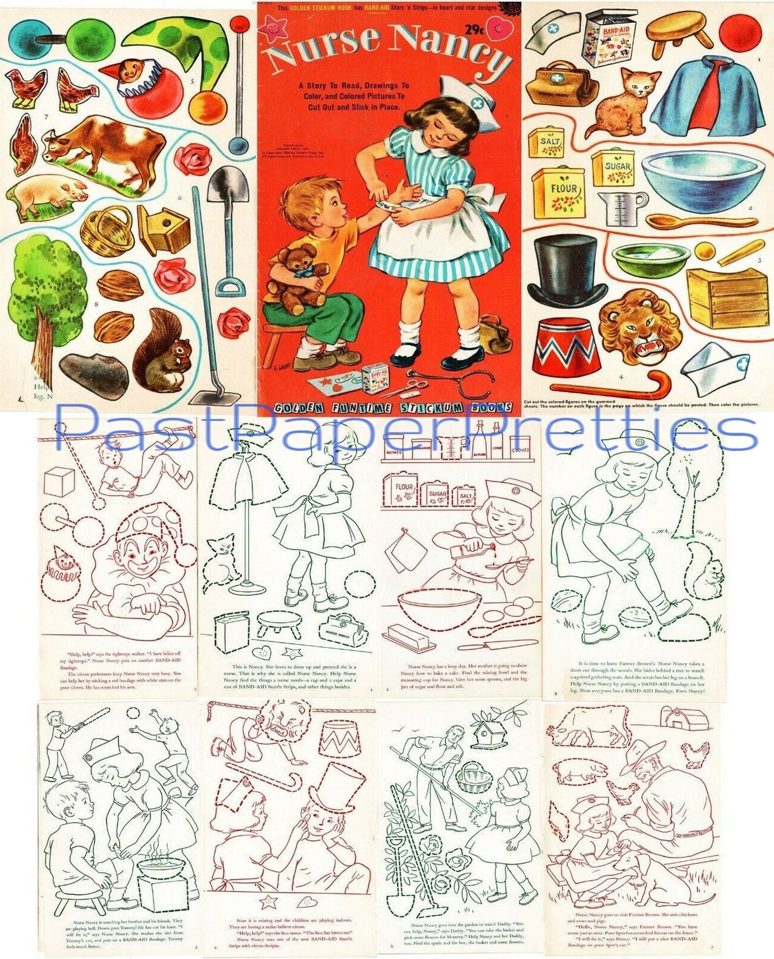 Vintage Printable Nurse Nancy Sticker Coloring Activity Story Book C ...