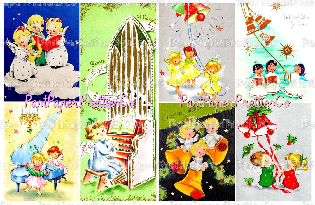 38 Vintage Christmas Printable Musical Angels Collage Sheets & Full ...