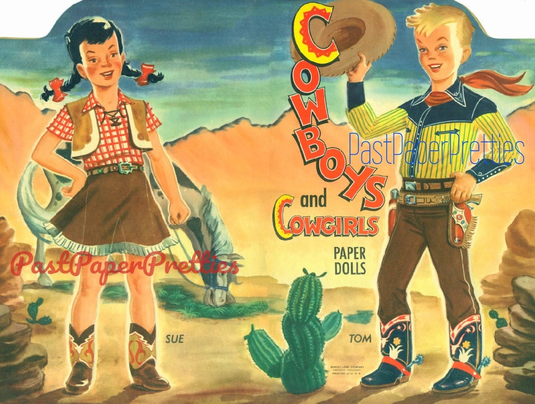 Vintage Paper Dolls Cowboys and Cowgirls C. 1951 Printable PDF Instant ...