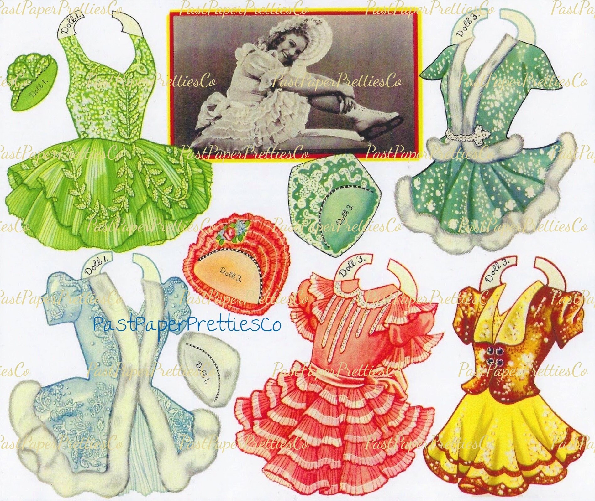 Vintage Paper Dolls Sonja Henie Ice Skating Star 1939 Printable PDF ...