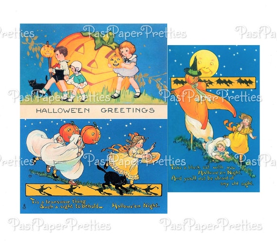 Vintage Printable Children Halloween Greetings Post Card - Etsy