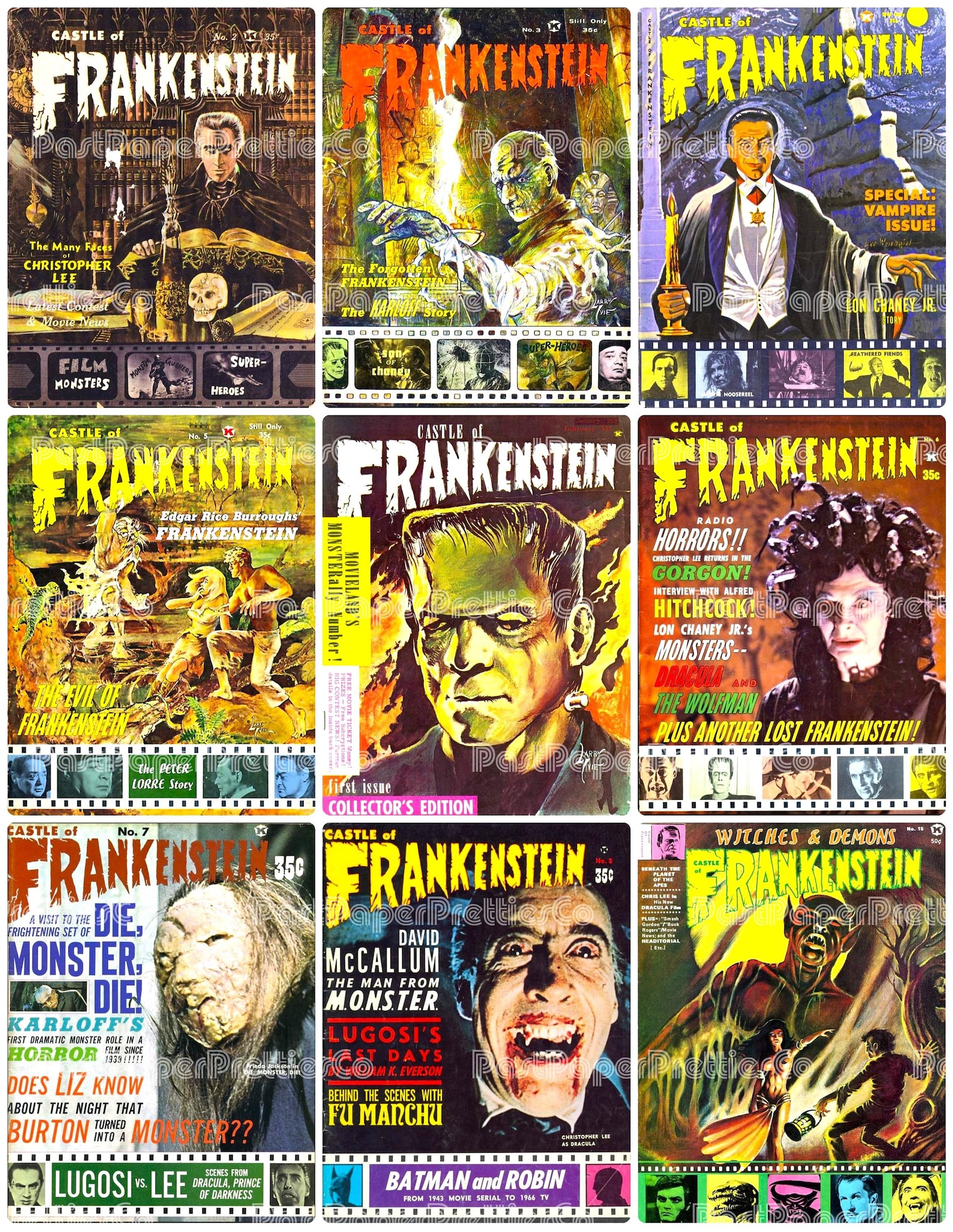 Vintage Retro Movie Monster Magazine Covers Collage Images Halloween ...