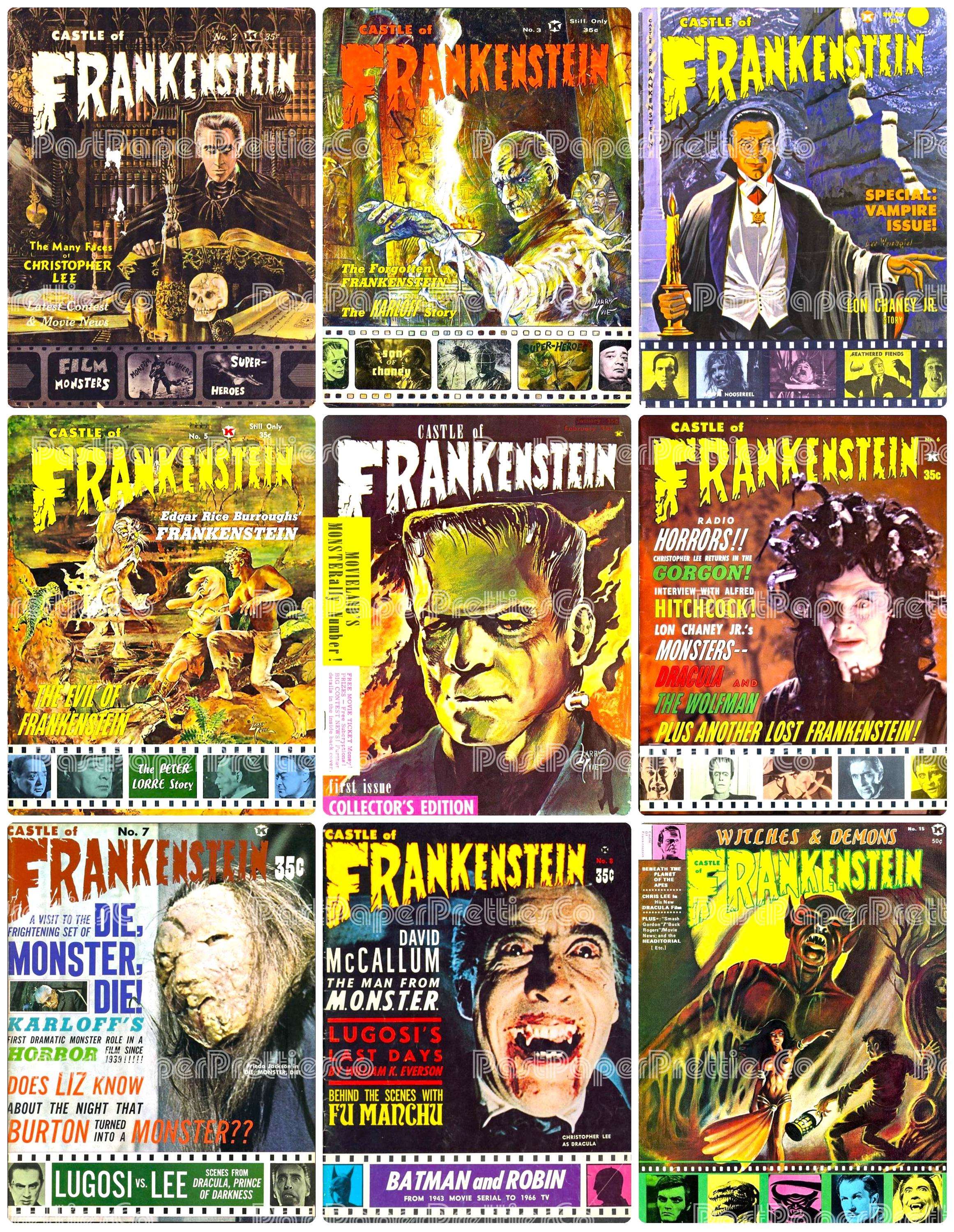 Vintage Retro Movie Monster Magazine Covers Collage Images Halloween ...
