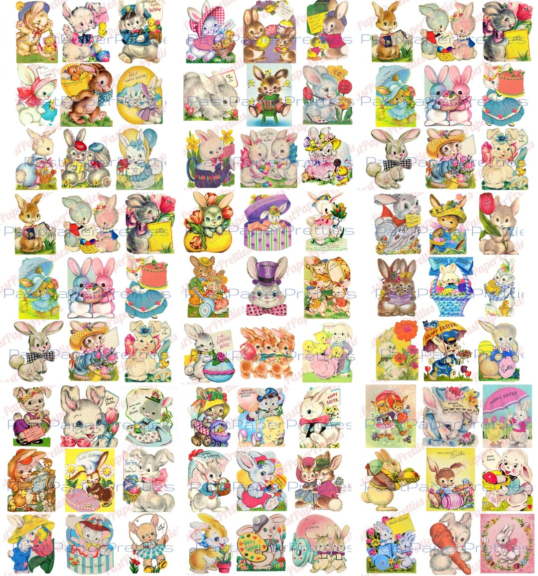 81 Vintage Easter Bunny Card Images Bunches of Bunnies Collage - Etsy ...