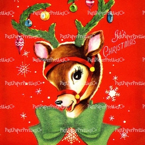 Vintage Printable Retro MCM Christmas Reindeer Collage Sheets and Full ...