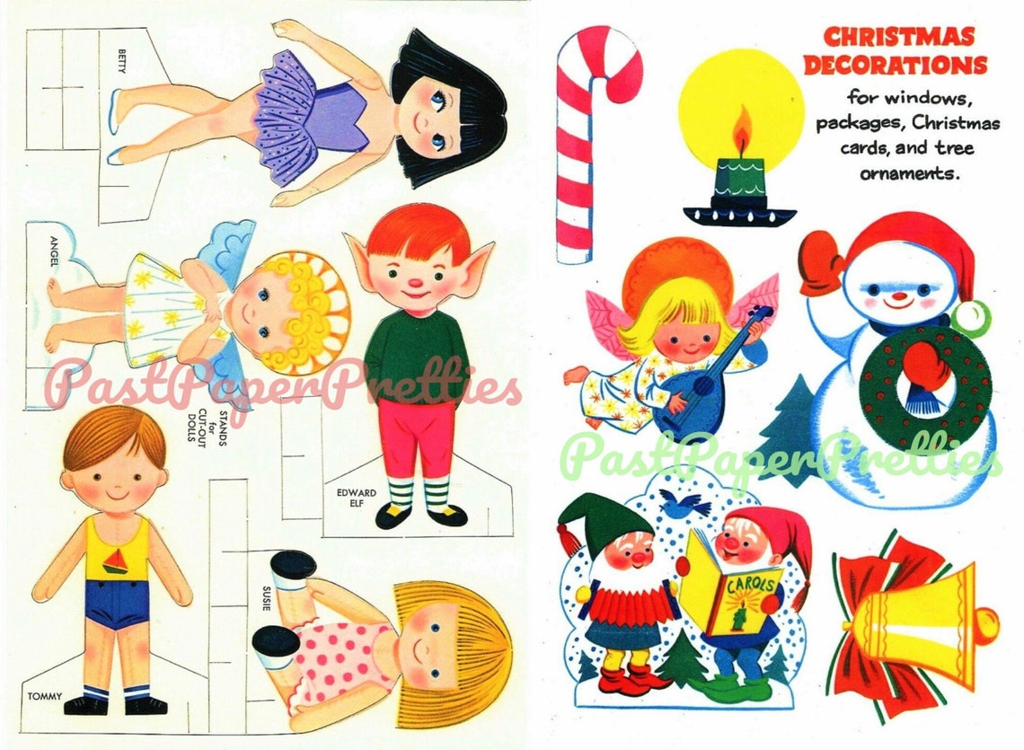 Vintage Printable Paper Dolls Santas Toyland Playbook Activity Book C ...