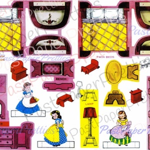 Vintage Printable Doll House Furniture Paper Dolls Lets Play ...