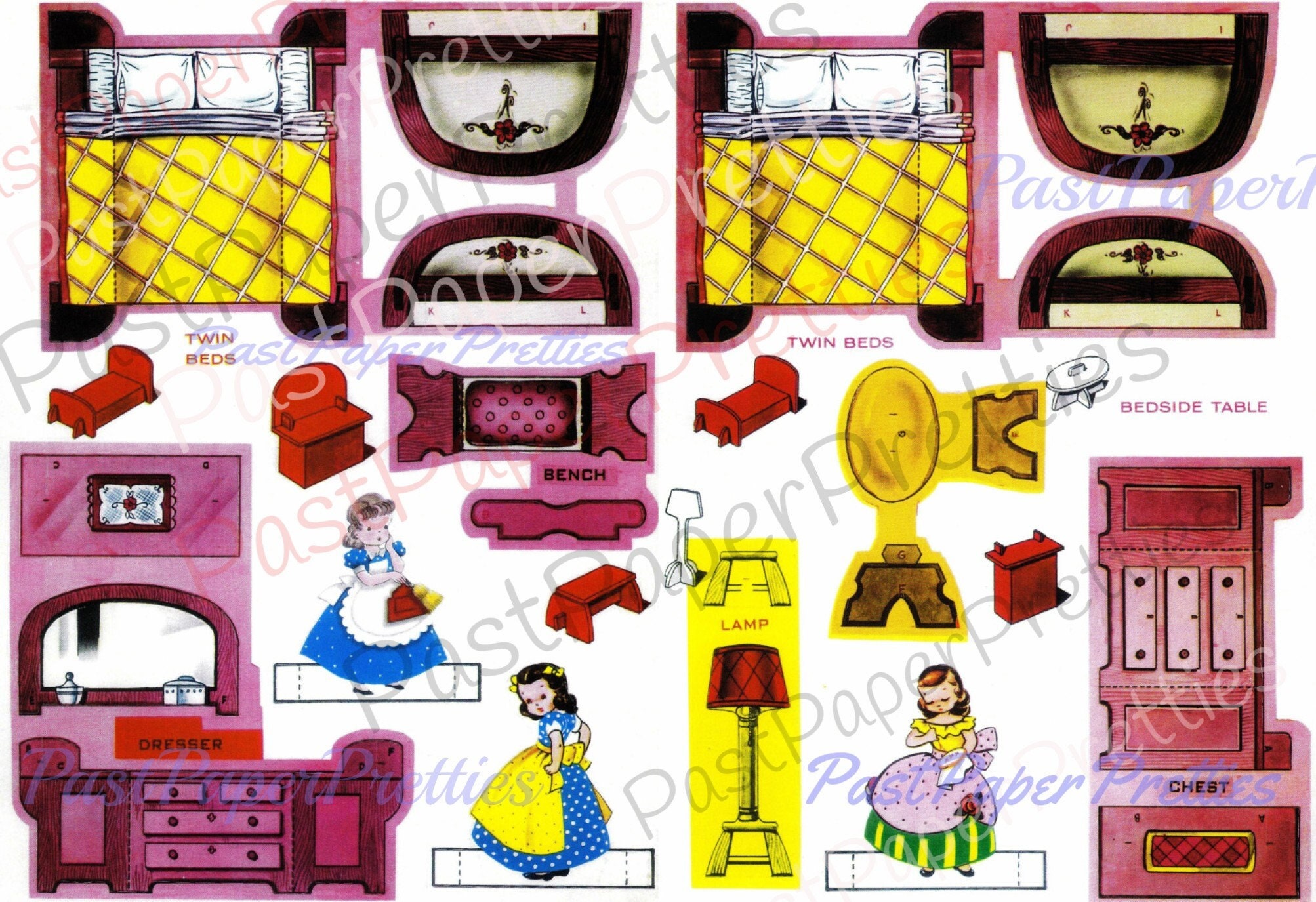 Vintage Printable Doll House Furniture Paper Dolls Lets Play ...