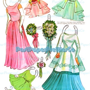 Vintage Wedding Paper Dolls Bridal Party 1959 Printable PDF Instant Digital Download 5 Retro ...