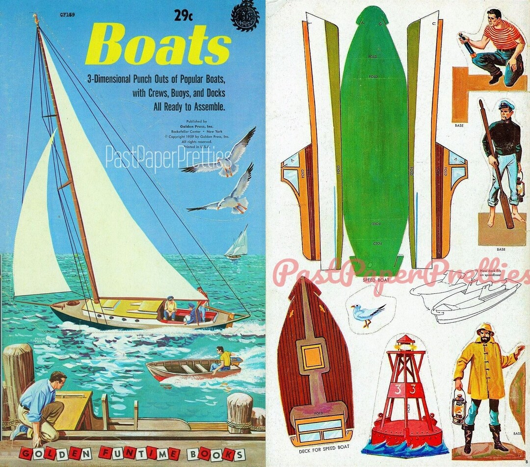 Vintage Paper Boats With Crews Buoys and Docks Punch Outs C. 1959 PDF ...