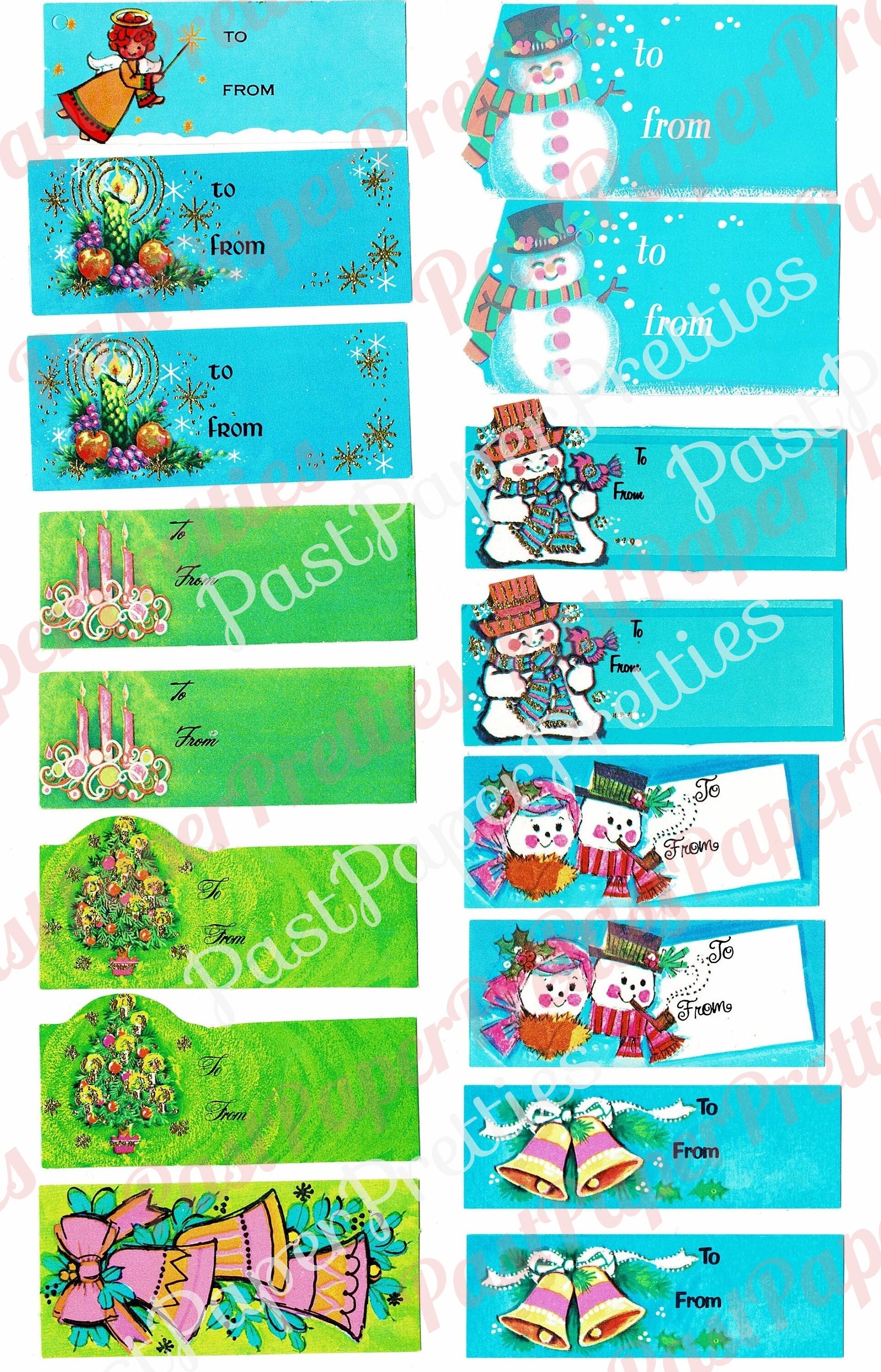 Vintage Printable Retro '70s Christmas Present Gift Tags Collage ...